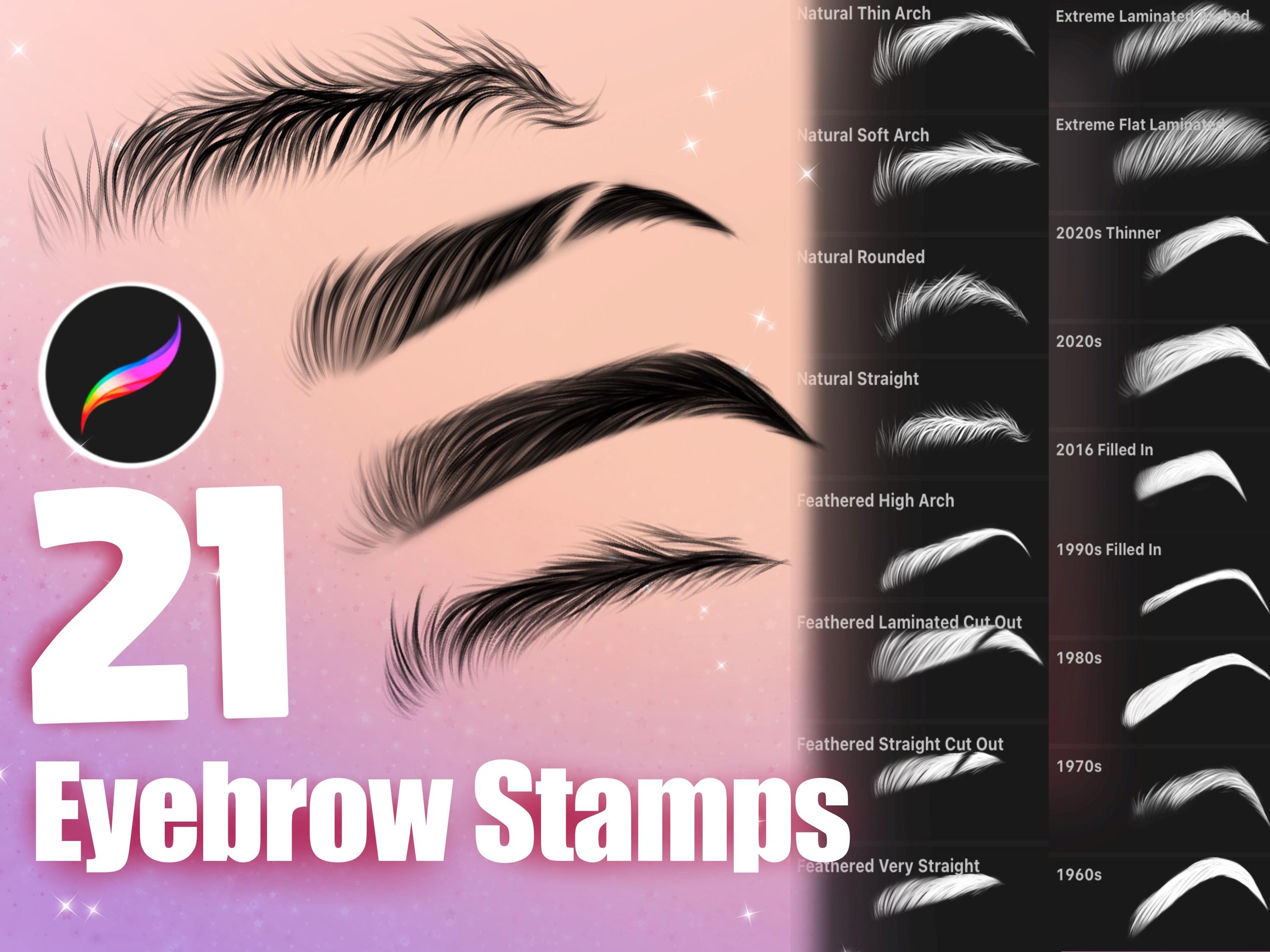 Realistic Eyebrow Stamps for PROCREATE! Laminated, Feathered, Natural ...