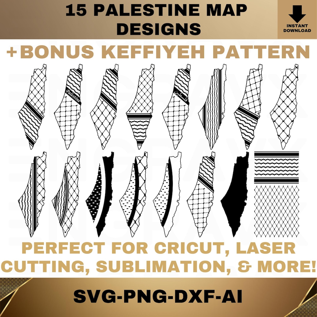 Palestine Map Keffiyeh Pattern SVG, Cricut Ready (digital Download) - Etsy