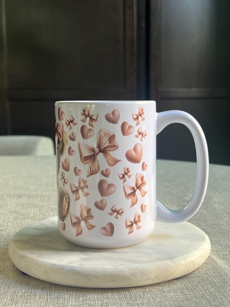 Personalized Teddy Bear Mug, Custom Name Coffee Cup, Bear With Hearts ...