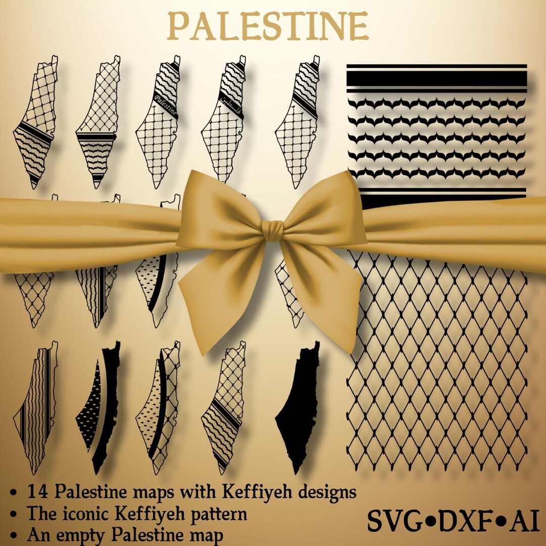 Palestine Map With Keffiyeh Pattern for Laser Cutting, Cricut and ...