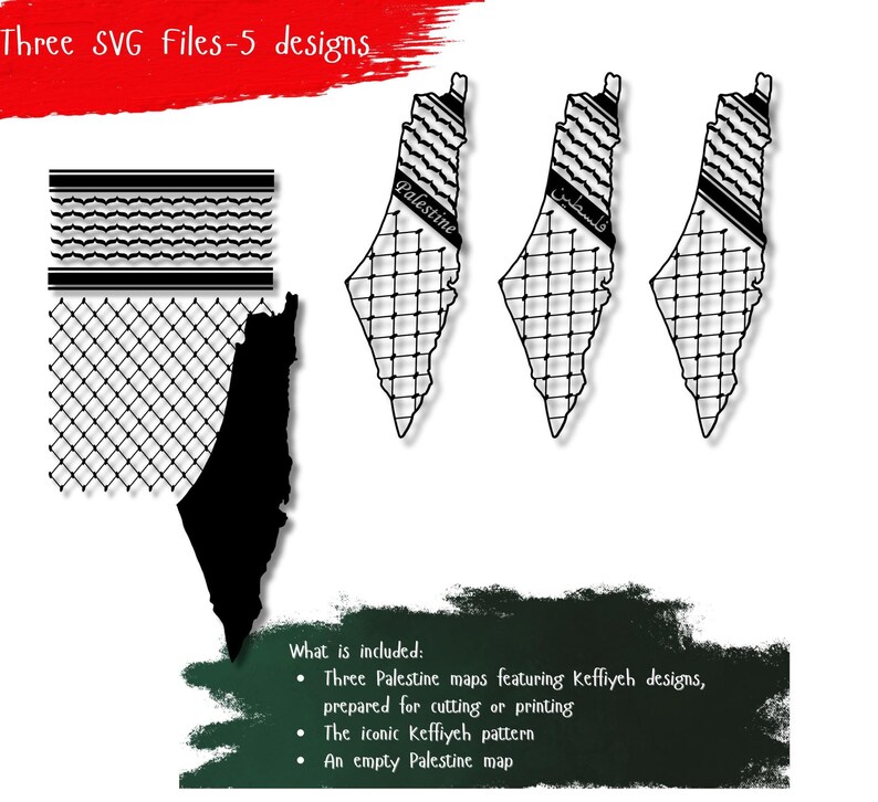 Palestine Map With Keffiyeh Pattern | SVG Digital File for Laser ...