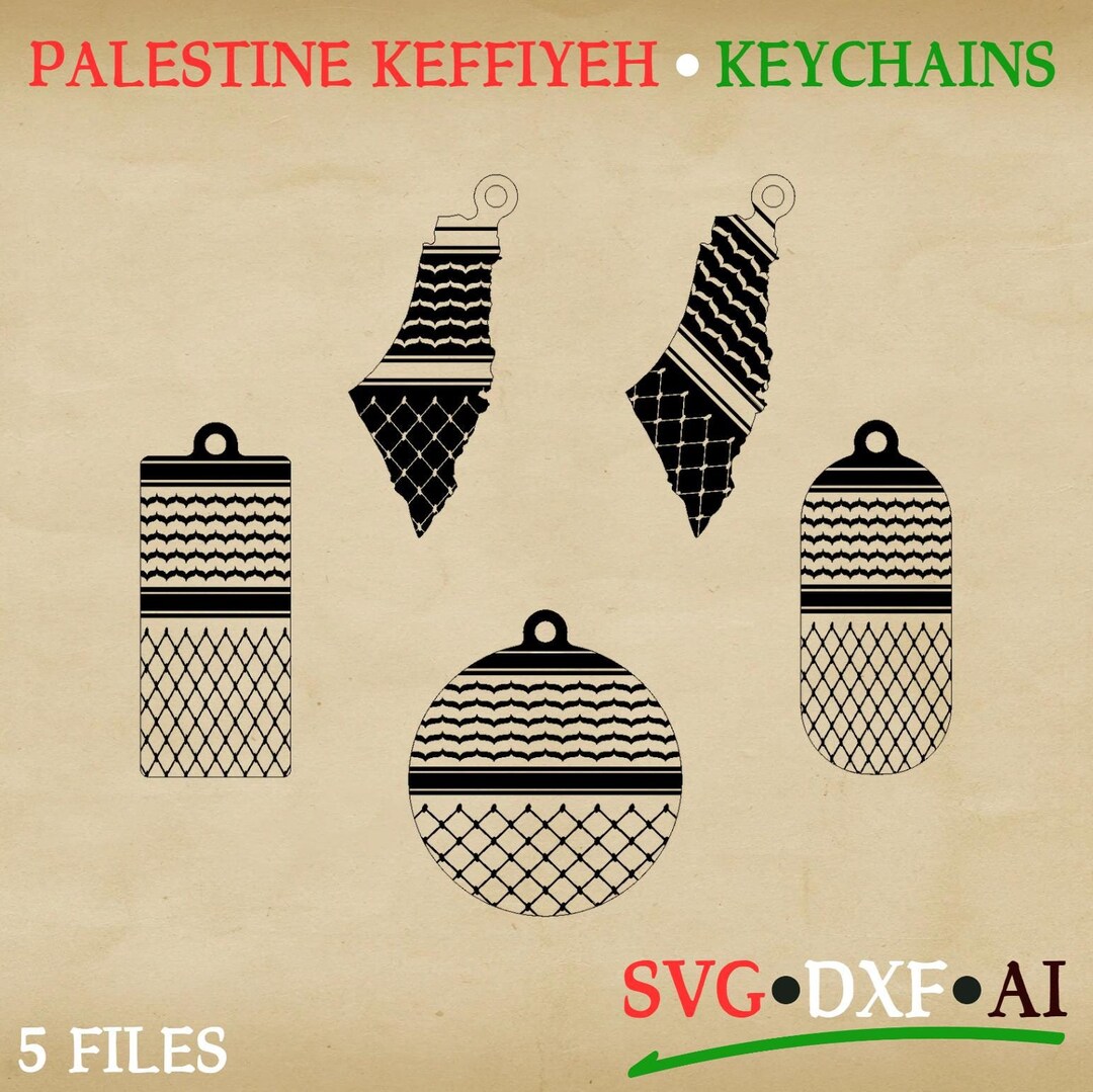 Palestine Keychains With Keffiyeh Pattern Files | DXF, SVG, AI |. for ...