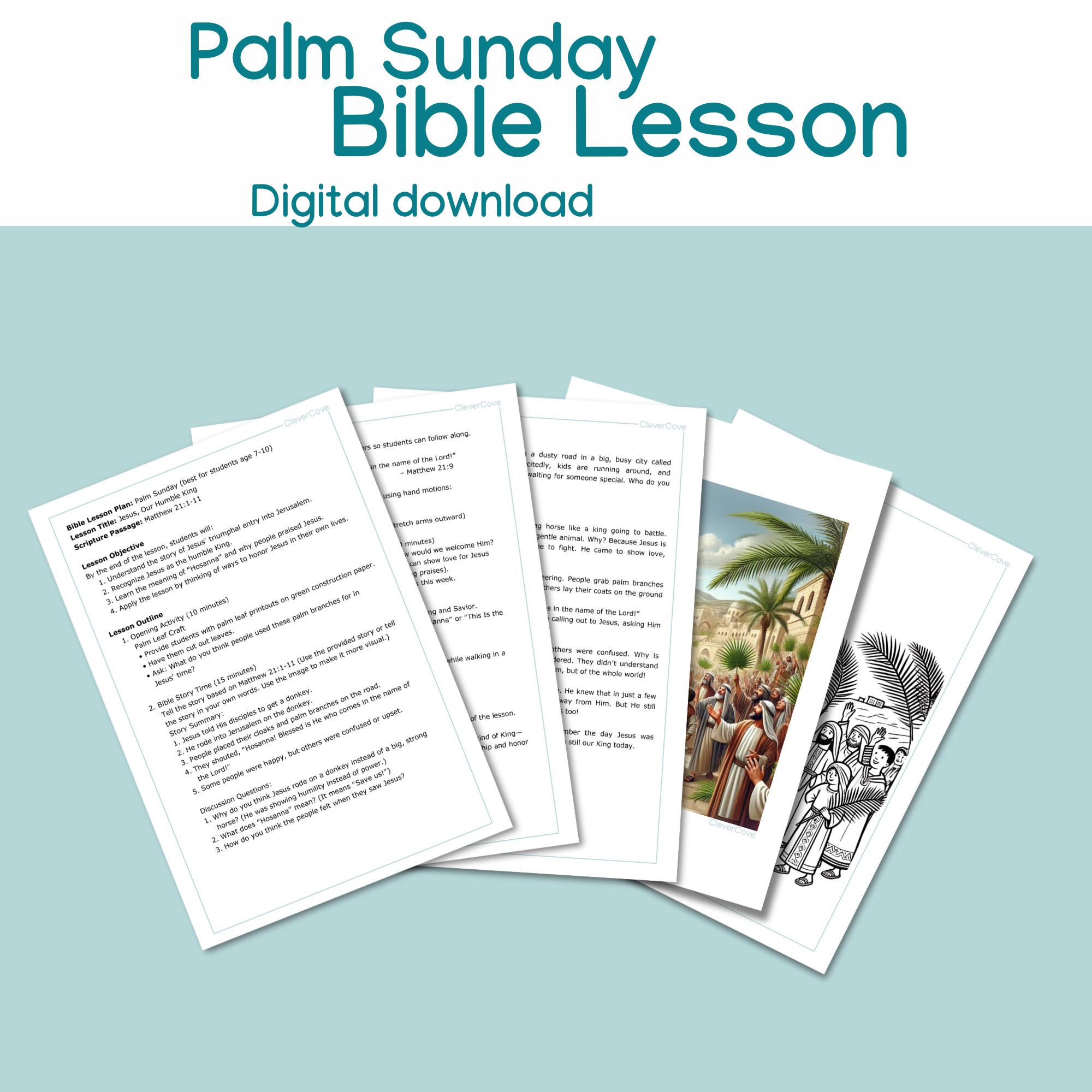 Palm Sunday Bible Lesson for Kids Sunday School Holy Week Activity ...