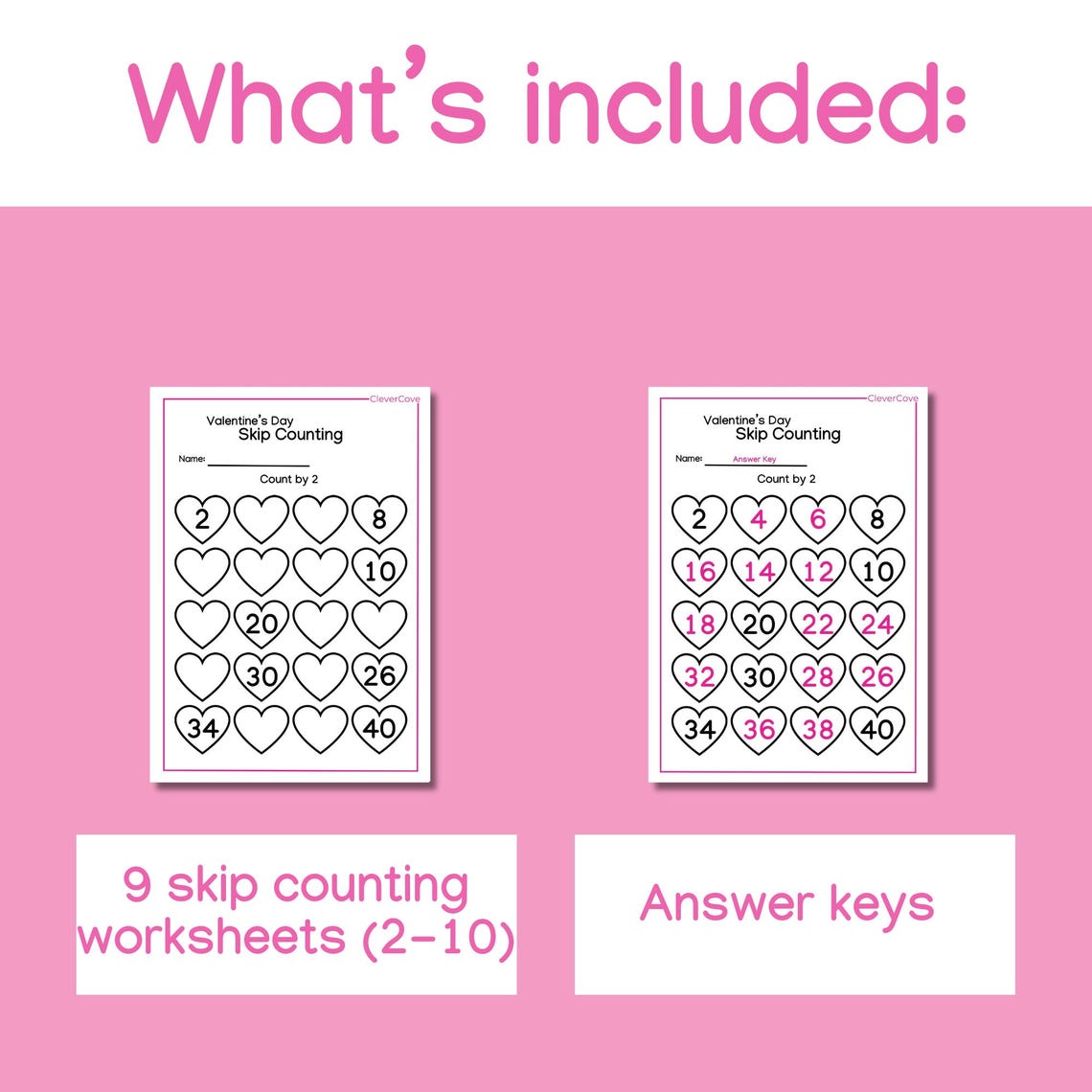 Valentine’s Day Skip Counting Worksheets - Etsy
