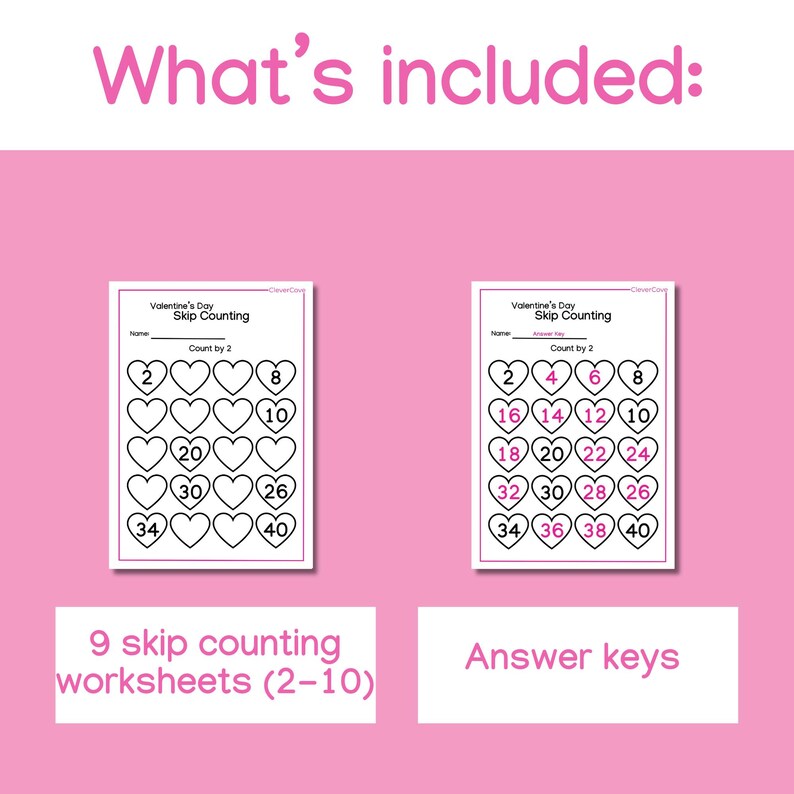Valentine’s Day Skip Counting Worksheets - Etsy