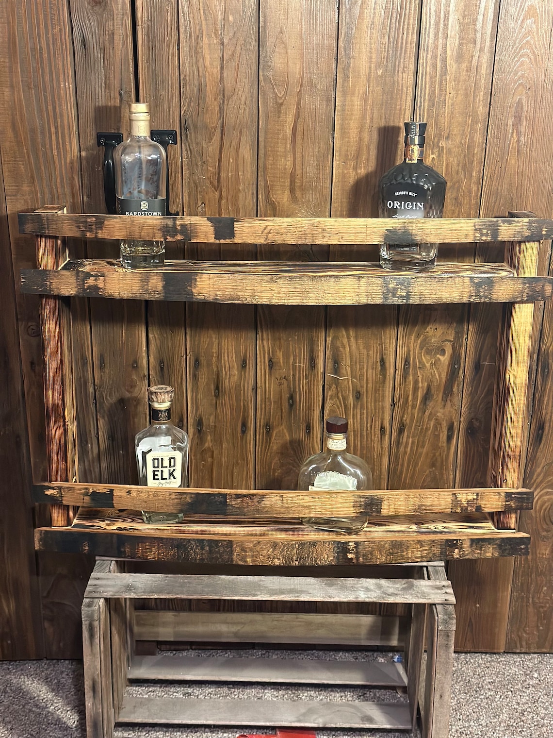 Whiskey Bourbon Barrel Stave 2 Tier Shelf - Etsy