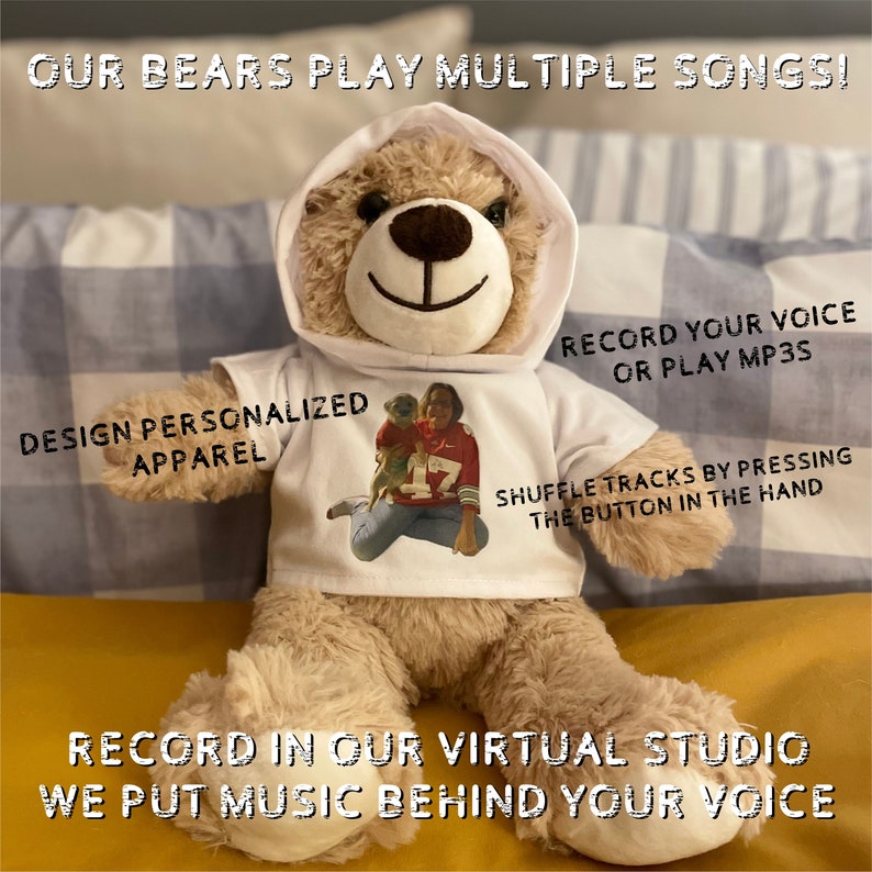 Personalized Singing Teddy Bear: Custom Voice Recording & Apparel - Etsy