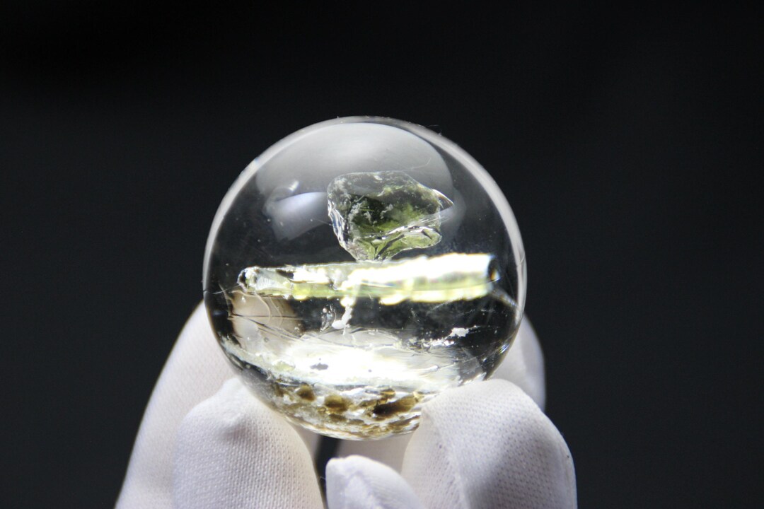 Moldavite Glass Marble: Tektite & Zincite Sphere, Custom Made - Etsy