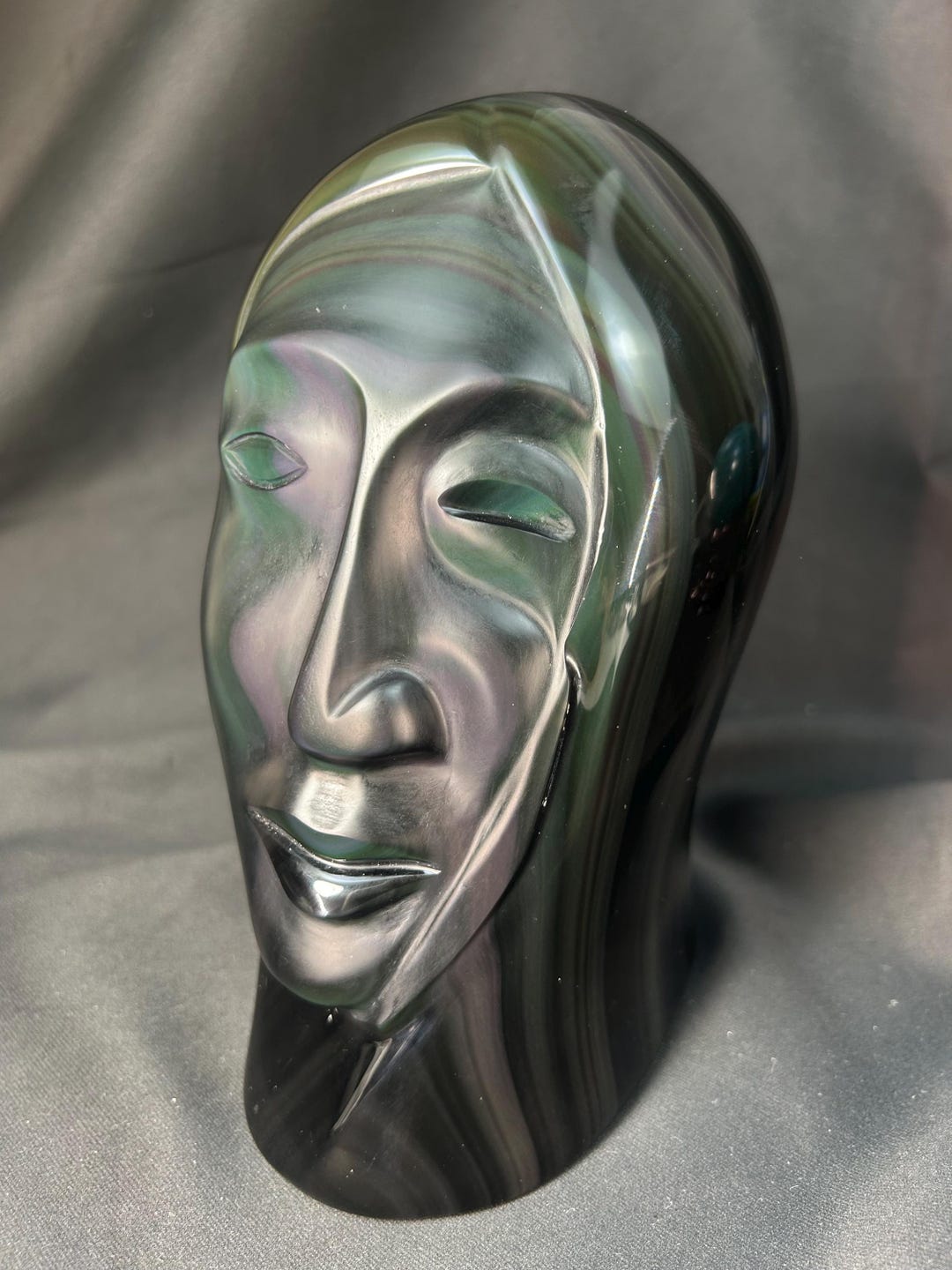 Rainbow Obsidian Carved Head and Face 6 Lbs. From Jalisco, Mexico. 13 X ...
