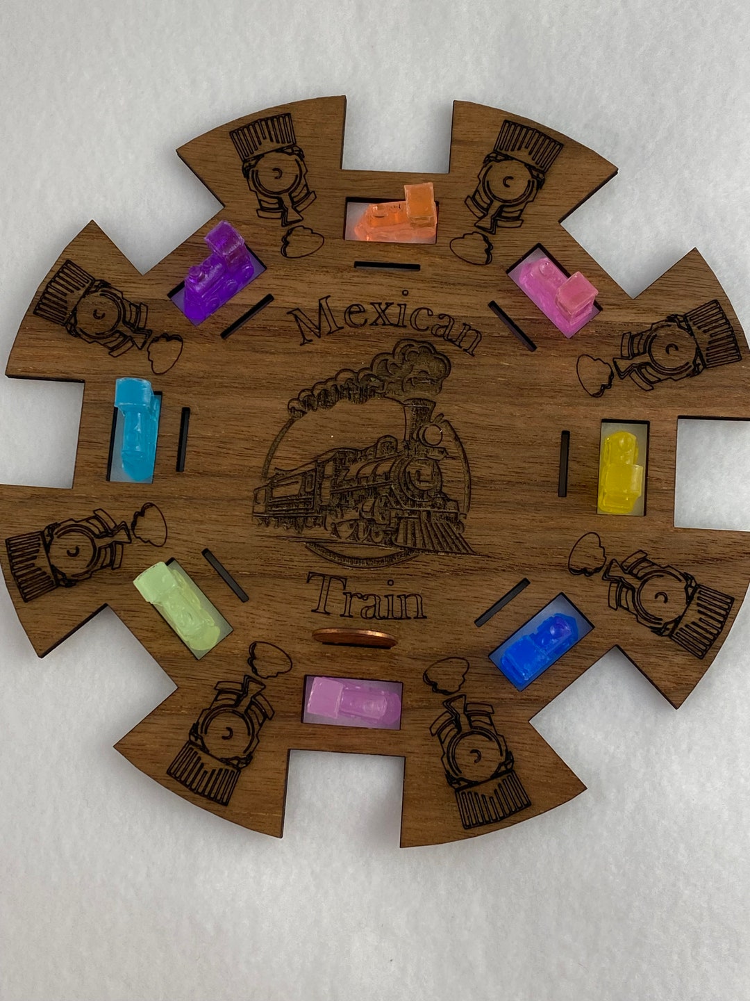 Mexican Train Domino Hub and 8 Resin Trains Elevate Your Domino ...