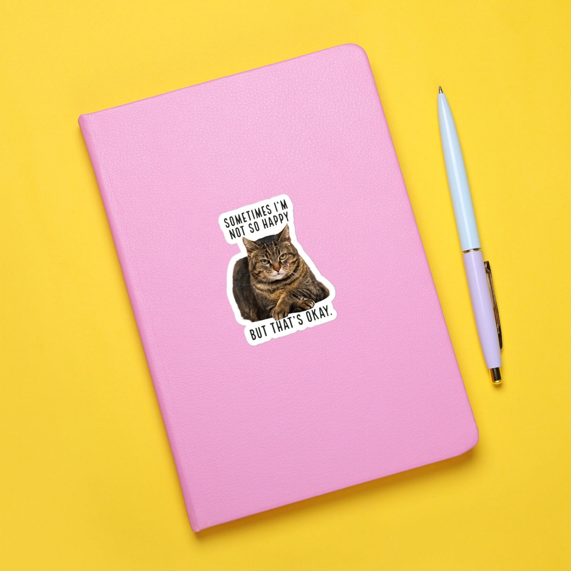 Not so Happy Cat Sticker, Funny Cat Sticker, Cat Lovers Gift, Mad Cat ...