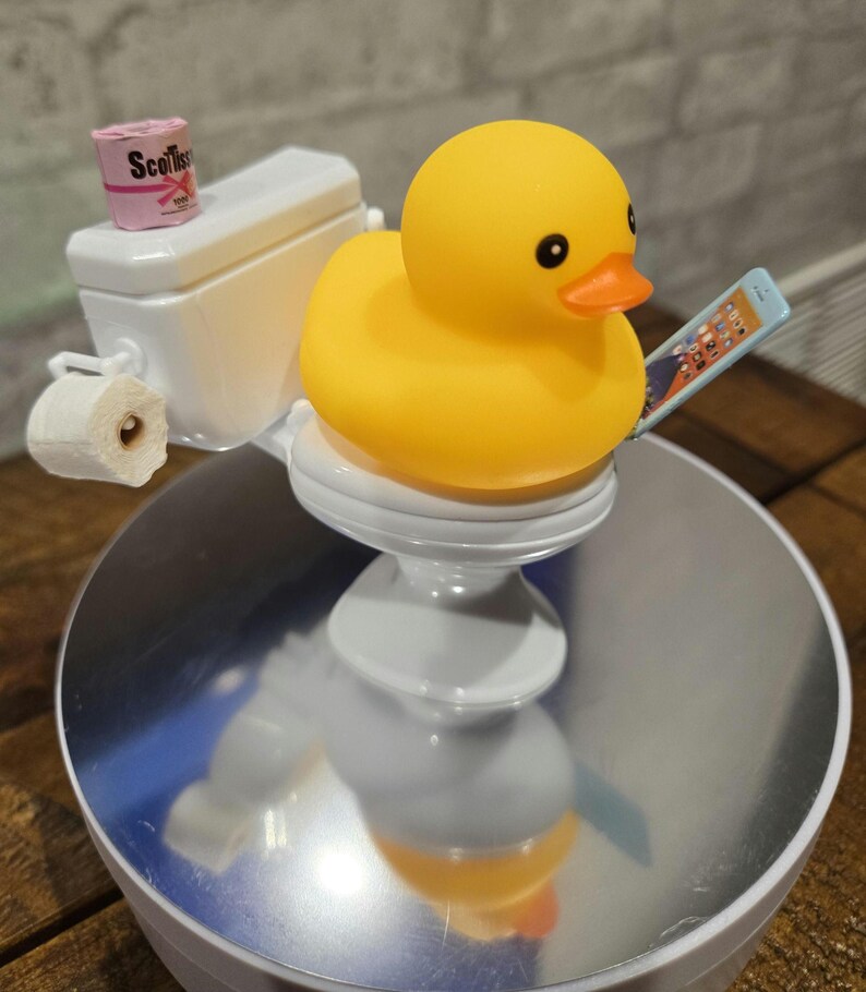 Yellow Rubber Duck, Toilet Cell Phone Duck. Time to Take a Toilet Break ...