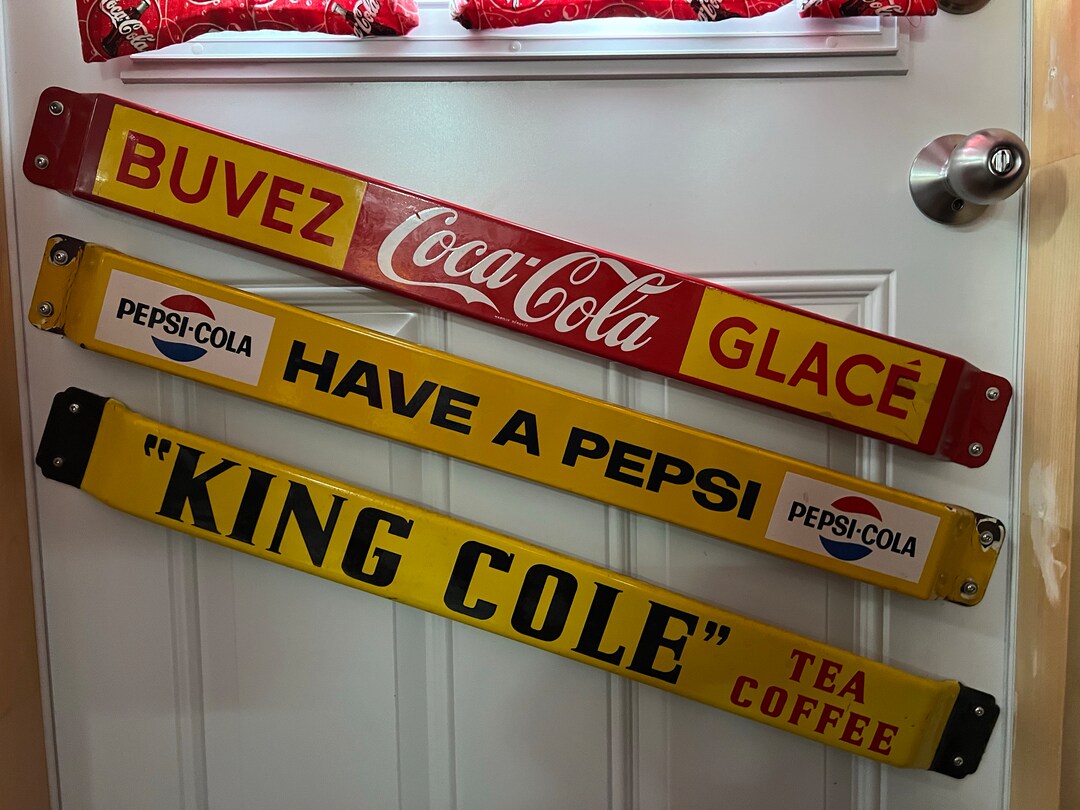 Vintage Coca Cola French Canadian Buvez Glace Porcelain Sign Door Push ...
