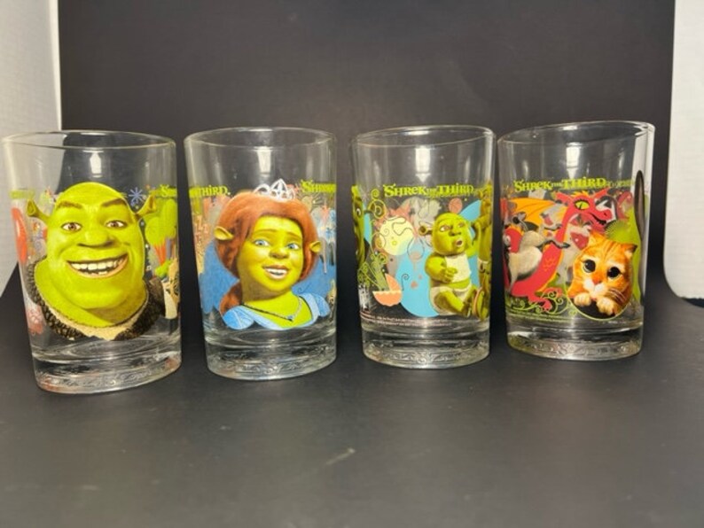 Set of 4 Shrek the Third Drinking Glasses Mcdonalds 2007. NEW Unsed - Etsy