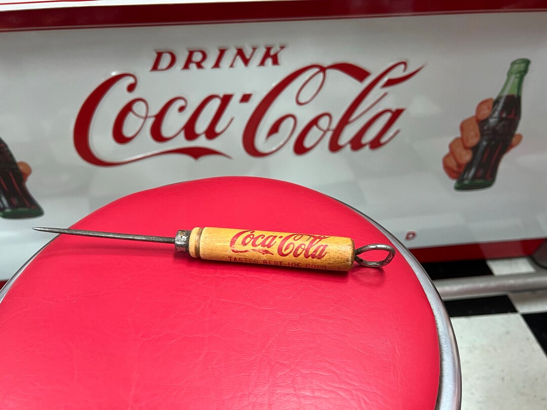 Vintage Coca-cola Coke Soda Ice Pick & Bottle Opener With Wood Handle ...