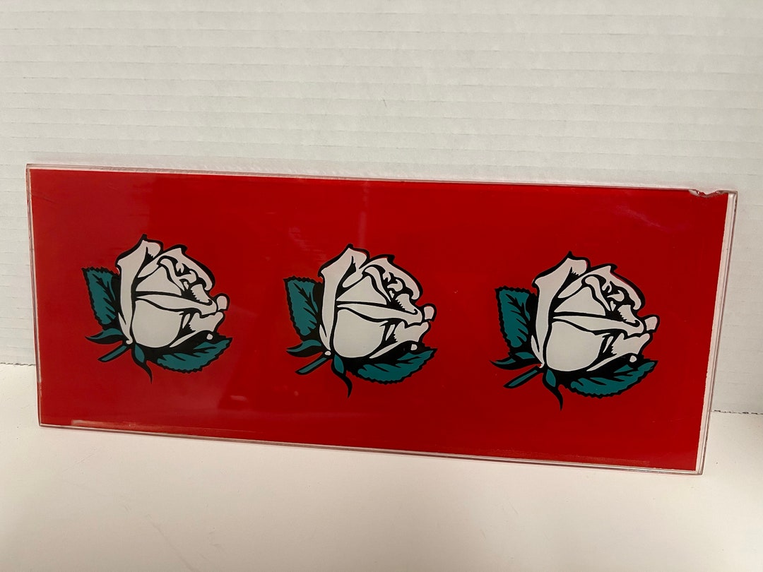 Vintage White Rose Gasoline Sign Gas Pump Adversing Glass White Rose ...