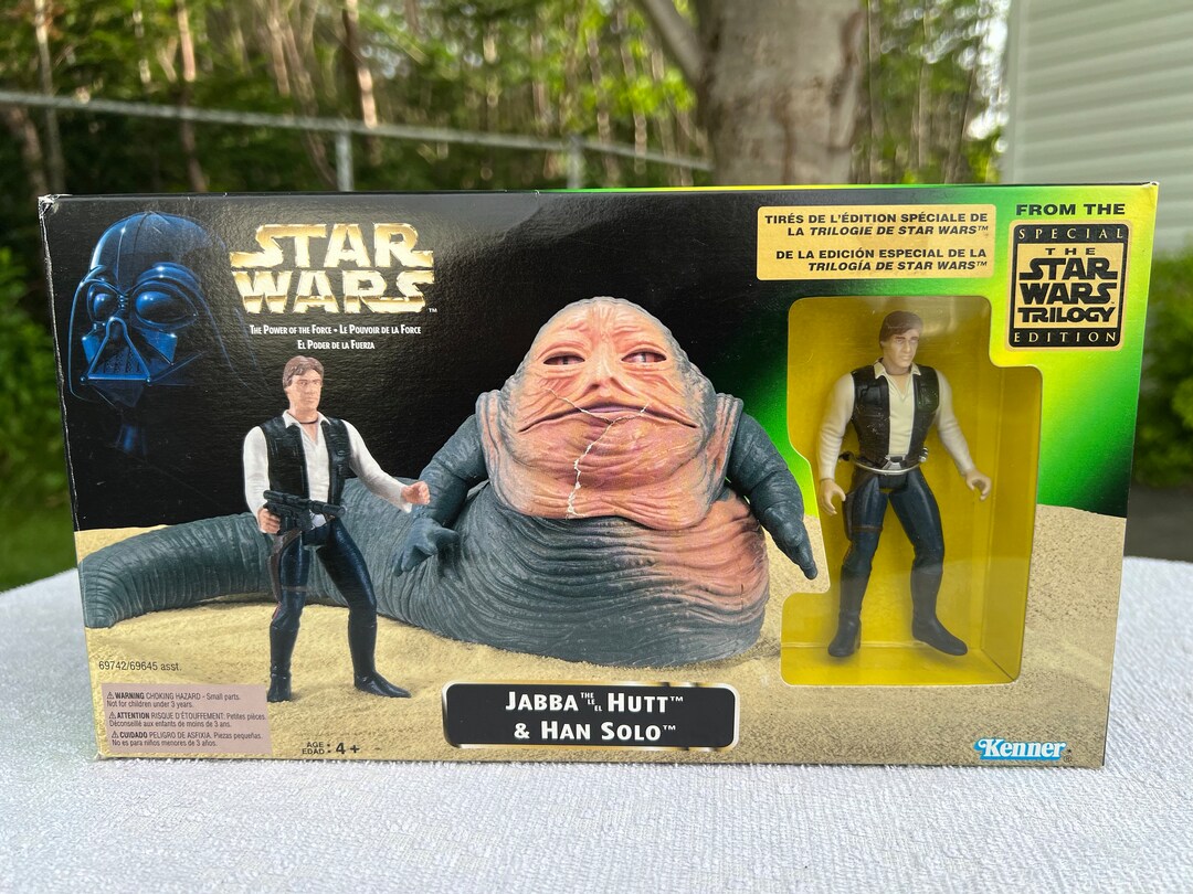 Star Wars Jabba the Hutt W/thrashing Tail and Han Solo NEW 1997 Trilogy ...