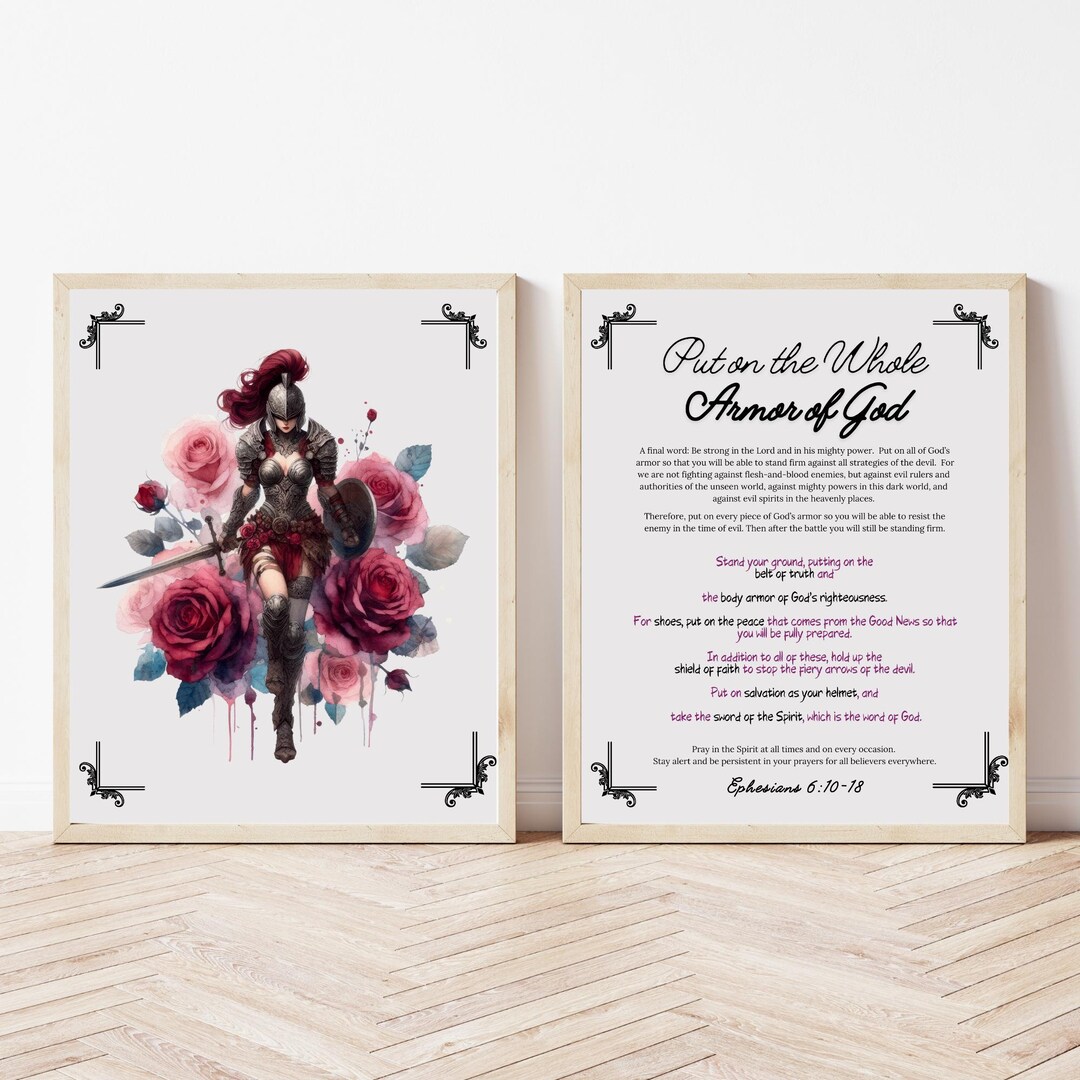 Christian Wall Art Set With Armor of God - Printable Bible Verse ...