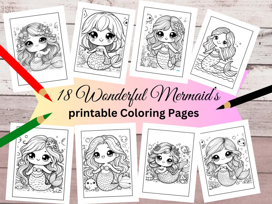 A Magical Mermaid Coloring Book Printable Coloring Books for Kids - Etsy