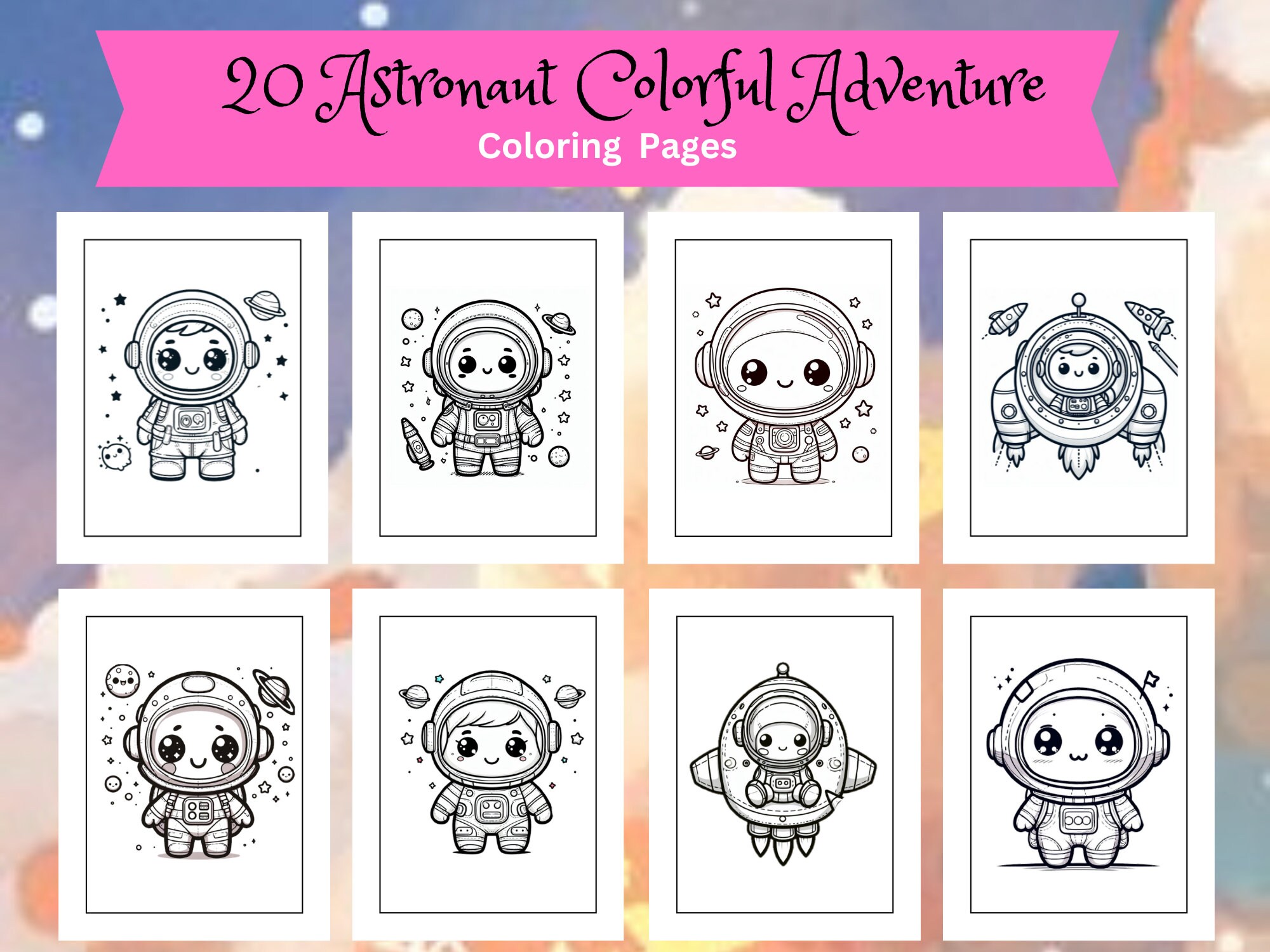 Astronaut Adventure Coloring Book Activity Book Coloring Pages for Kids ...