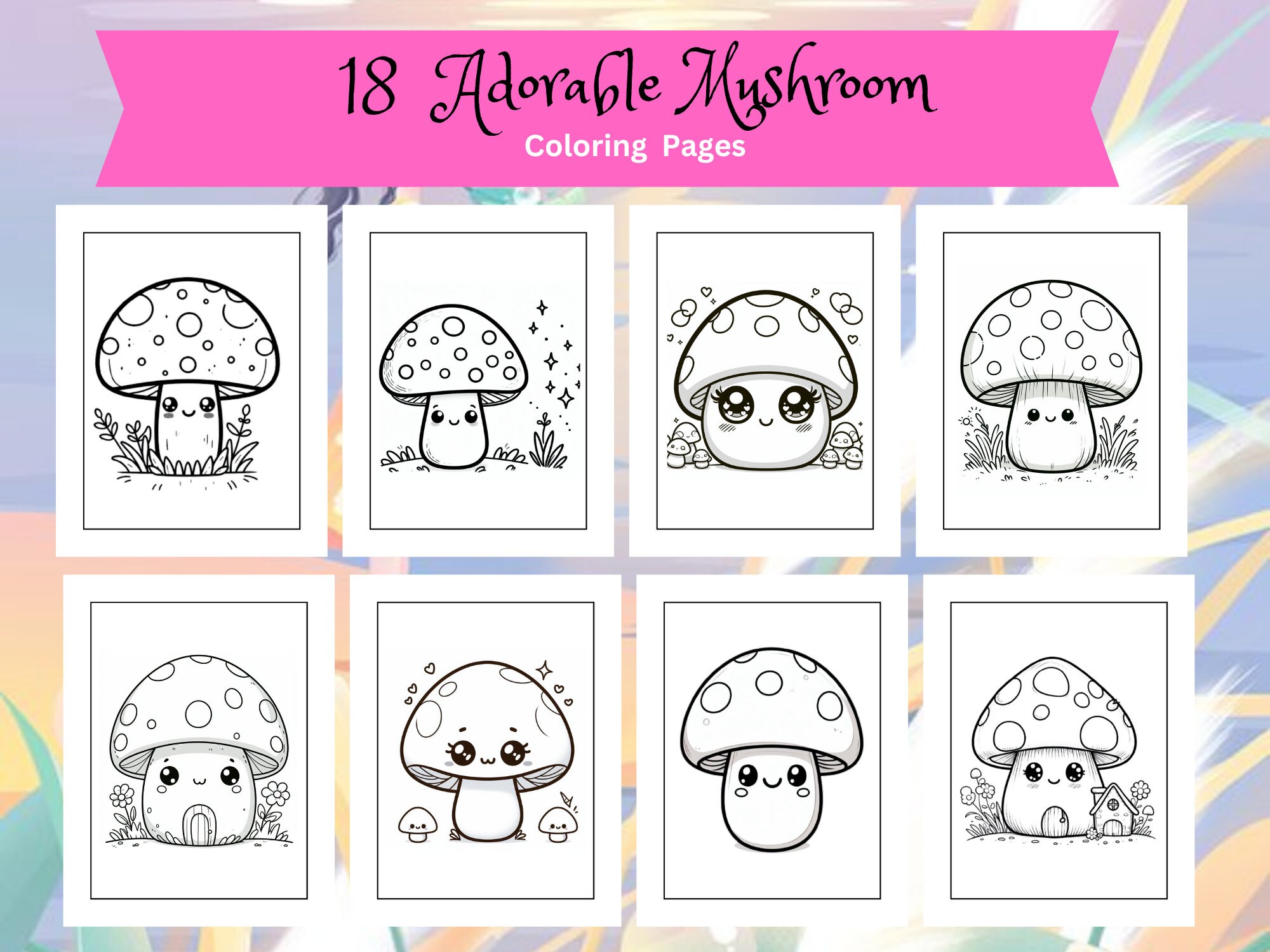 Colorful Mushroom Coloring Pages Activity Book for Kids Busy Book ...
