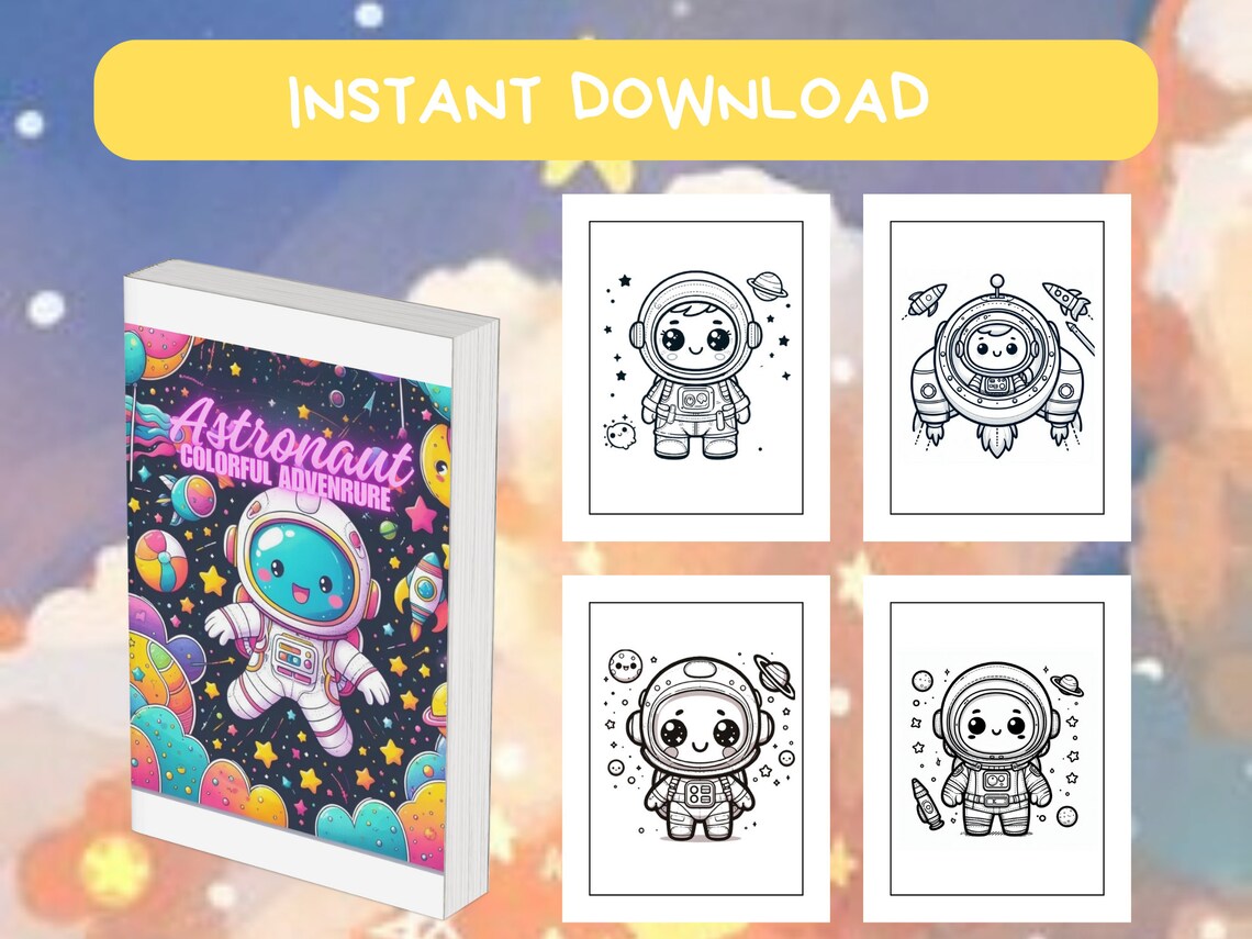 Astronaut Adventure Coloring Book Activity Book Coloring Pages for Kids ...