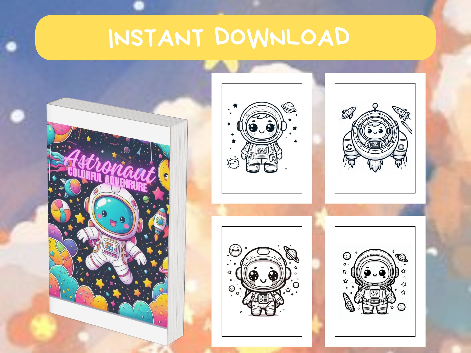 Astronaut Adventure Coloring Book Activity Book Coloring Pages for Kids ...