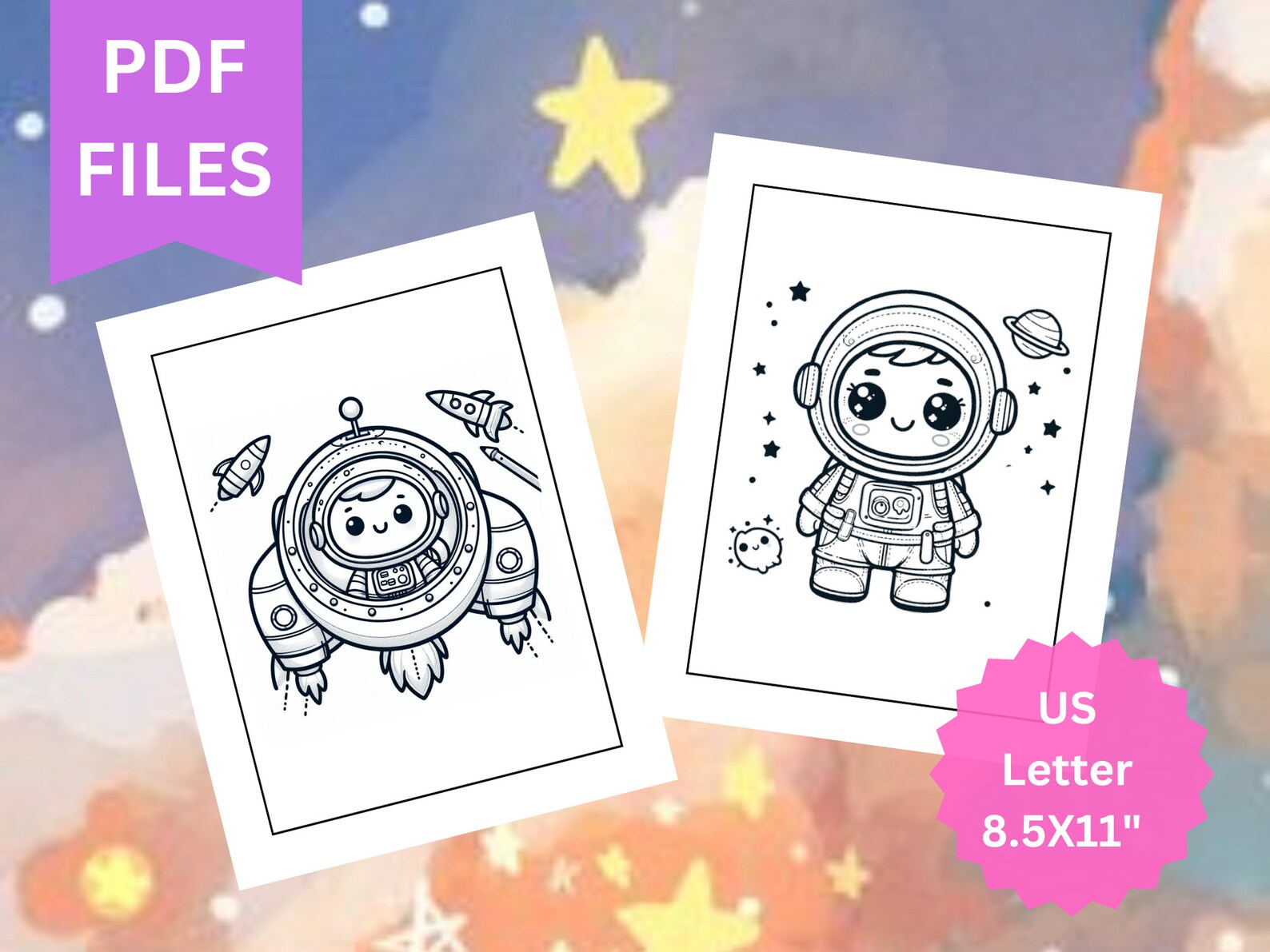 Astronaut Adventure Coloring Book Activity Book Coloring Pages for Kids ...