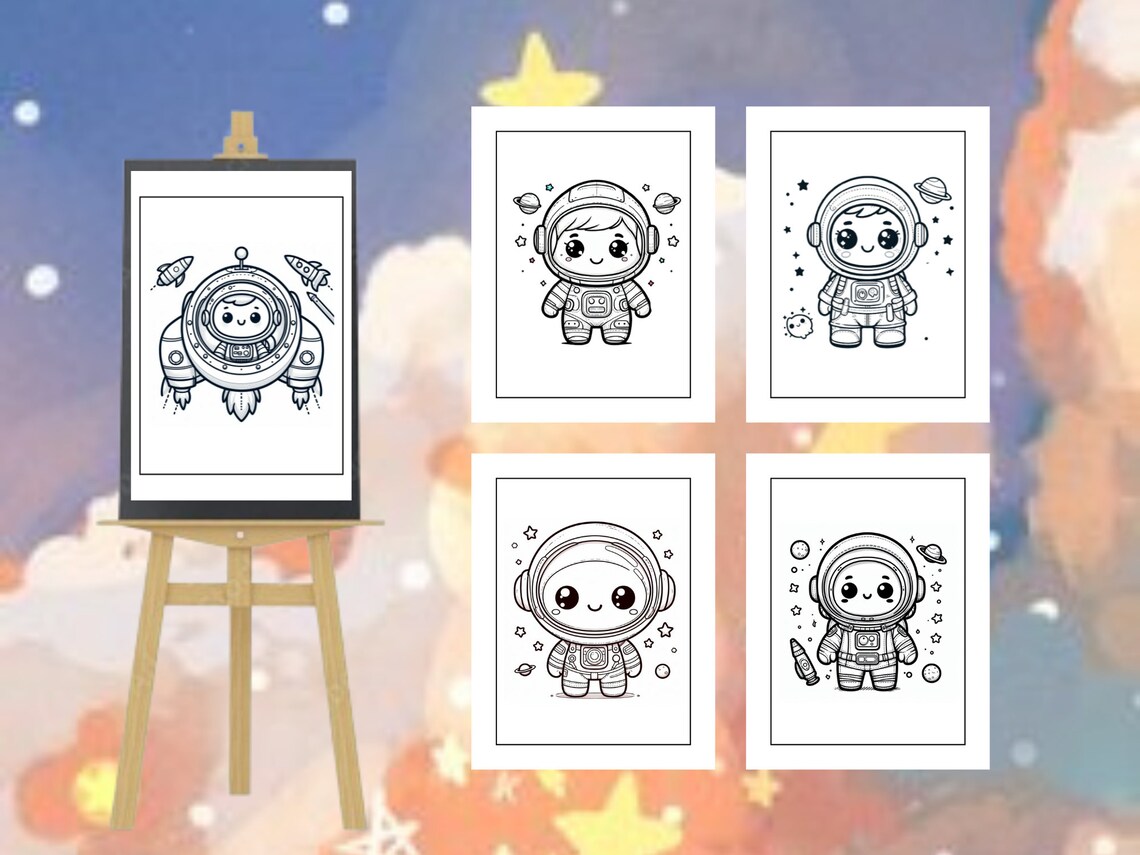 Astronaut Adventure Coloring Book Activity Book Coloring Pages for Kids ...