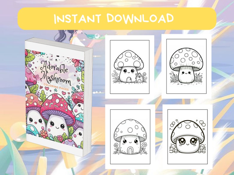 Colorful Mushroom Coloring Pages Activity Book for Kids Busy Book ...