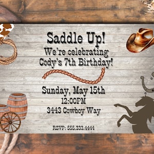 Saddle up Cowboy Birthday Invitation - Etsy