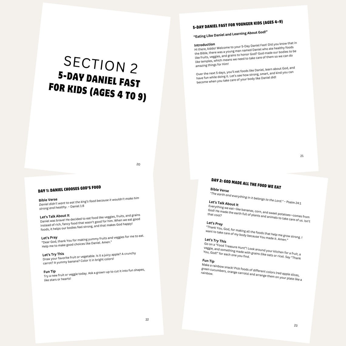 Daniel Fast for Kids Tweens and Teens Digital Download Faith Healthy ...