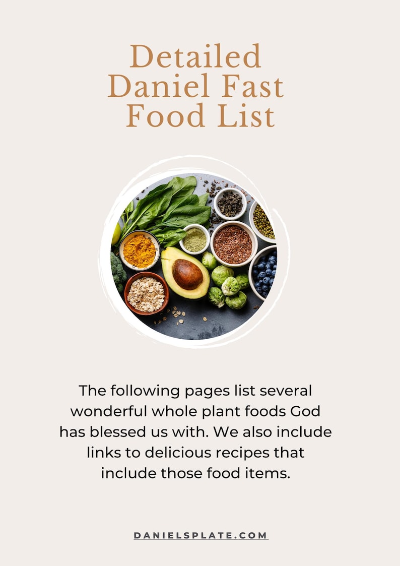 Digital Download Daniel Fast Food List With Recipes and Meal Plan ...
