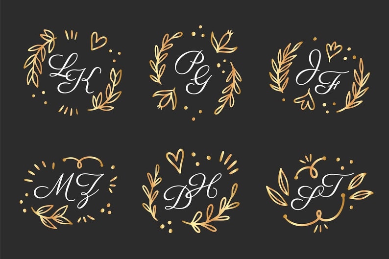 Hand Drawn Wedding Monogram Logo Collection - Etsy