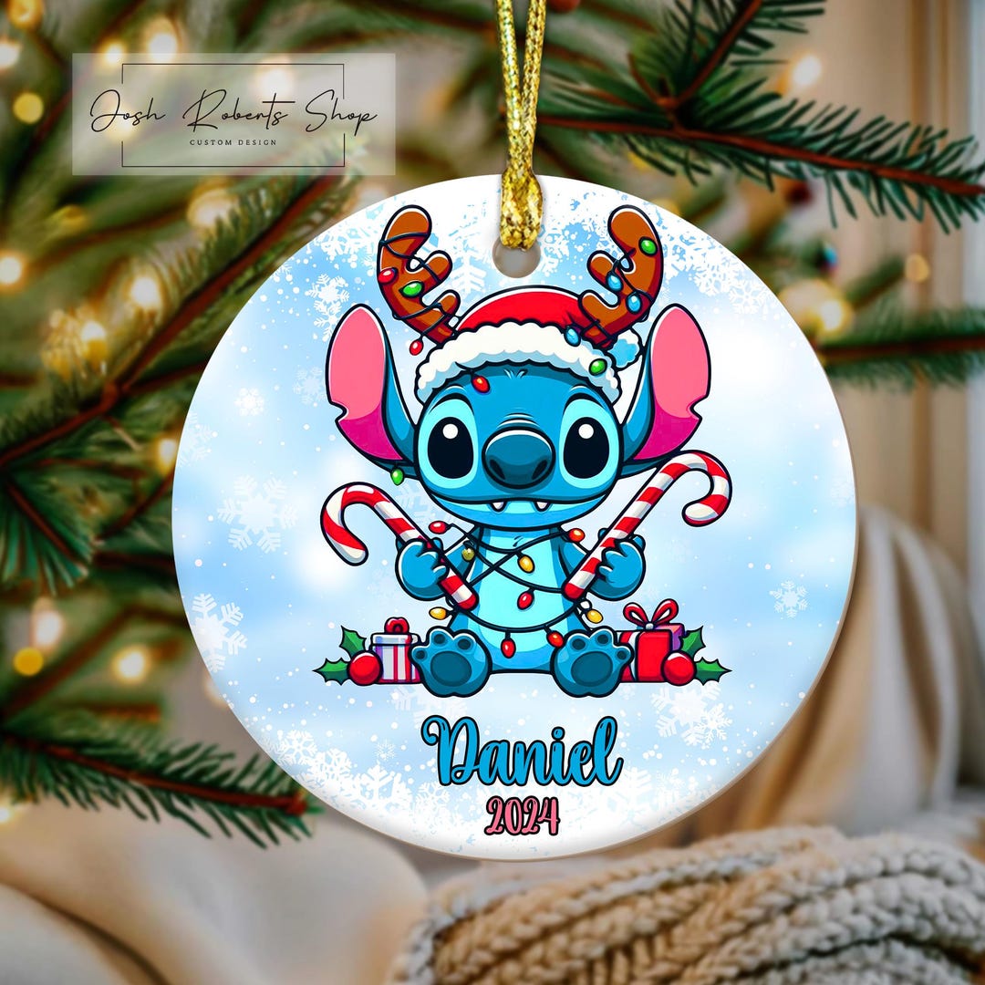 Personalized Lilo and Stitch Ceramic Ornament, Custom Stitch Christmas ...