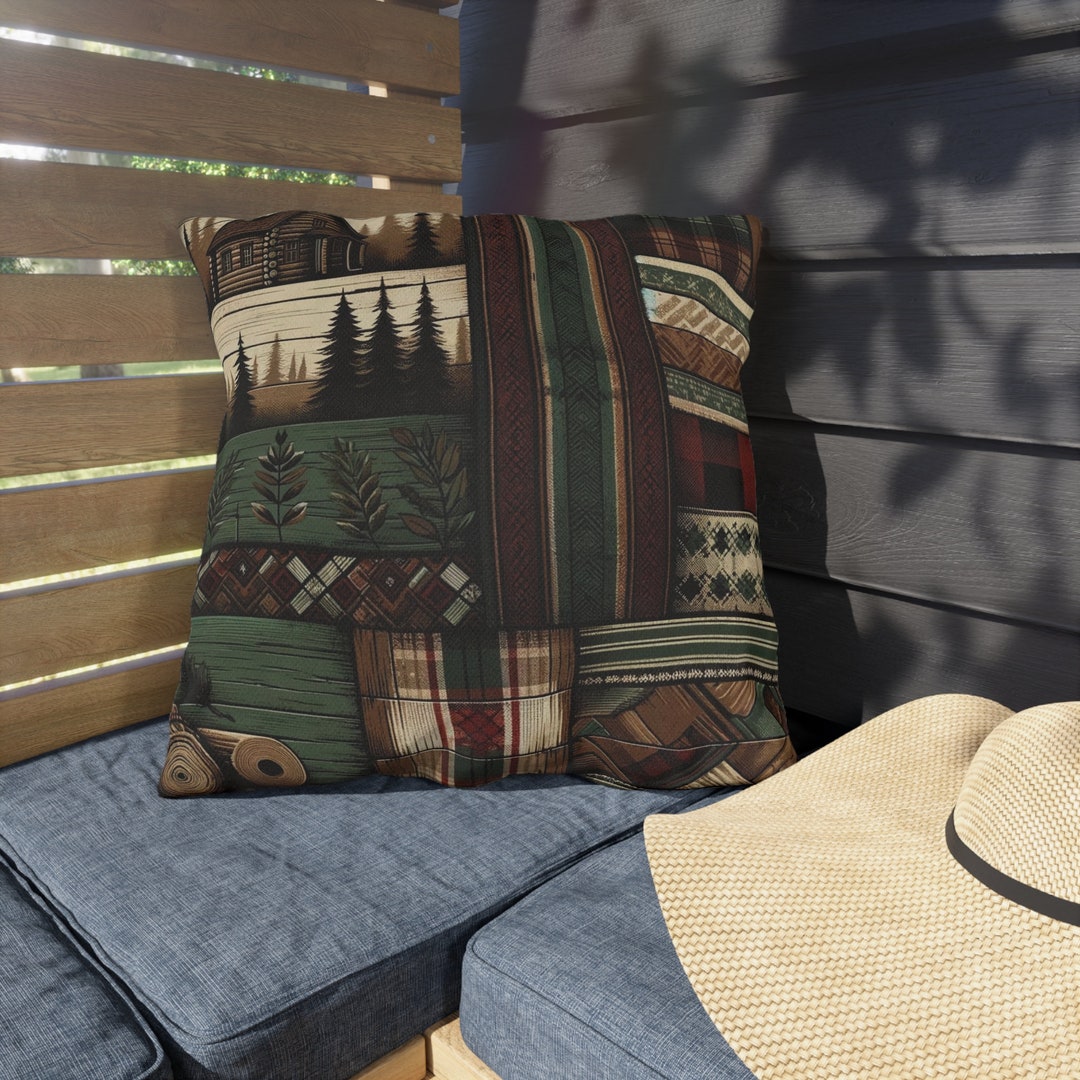 Rustic Cabin Woods Outdoor Pillow for Deck Patio Pool Lounger Chair ...