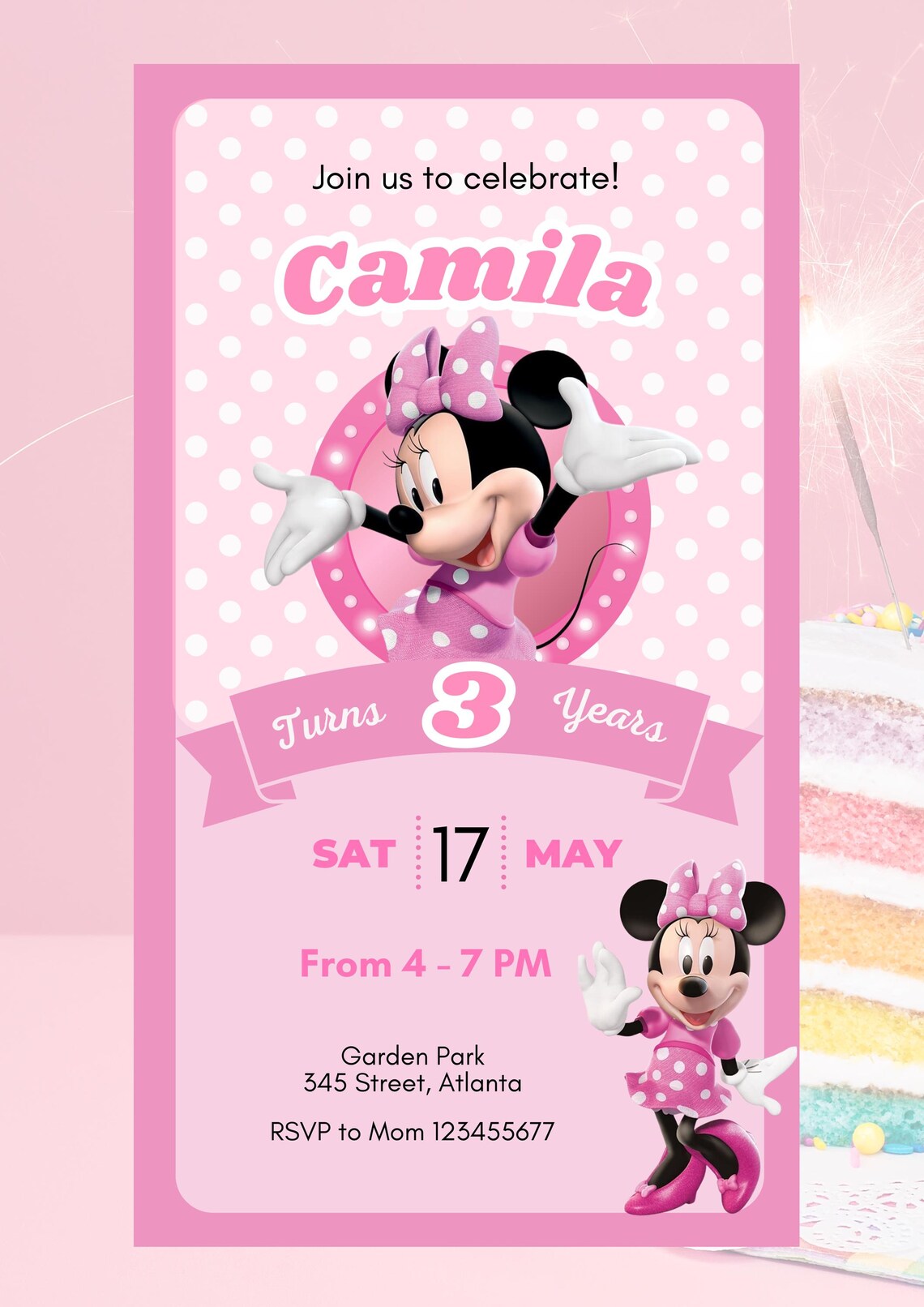 Minnie Mouse Instant Download Invitation - Etsy