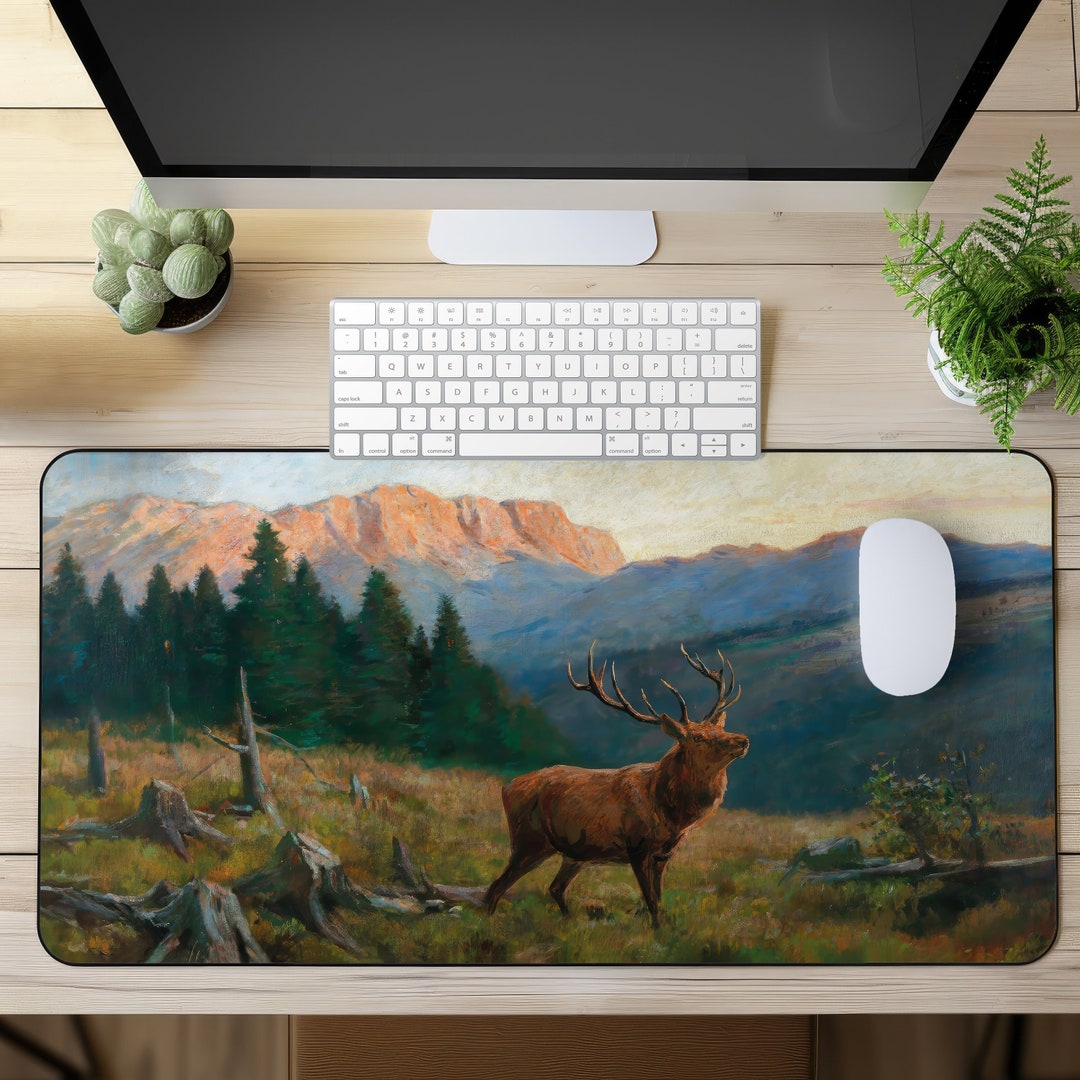Rustic Royal Stag Desk Mat for Him Father's Day Mouse Pad Wilderness ...