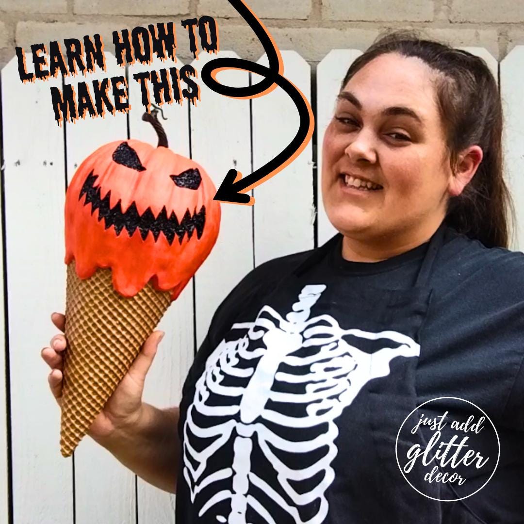 Halloween Ice Cream Wreath Attachment Tutorial, How to Make a Jack O ...