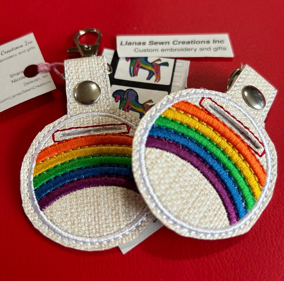 Pride Rainbow Quarter Keeper Embroidered With Swivel Lobster Clasp - Etsy