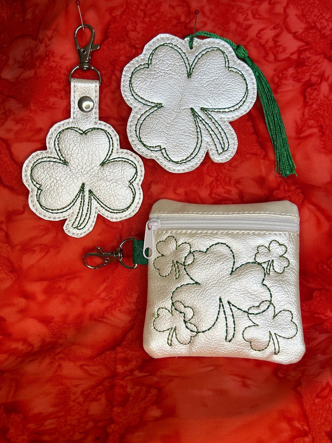 Shamrock BUNDLE Keychain, Bookmark and Zippered Pouch - Etsy