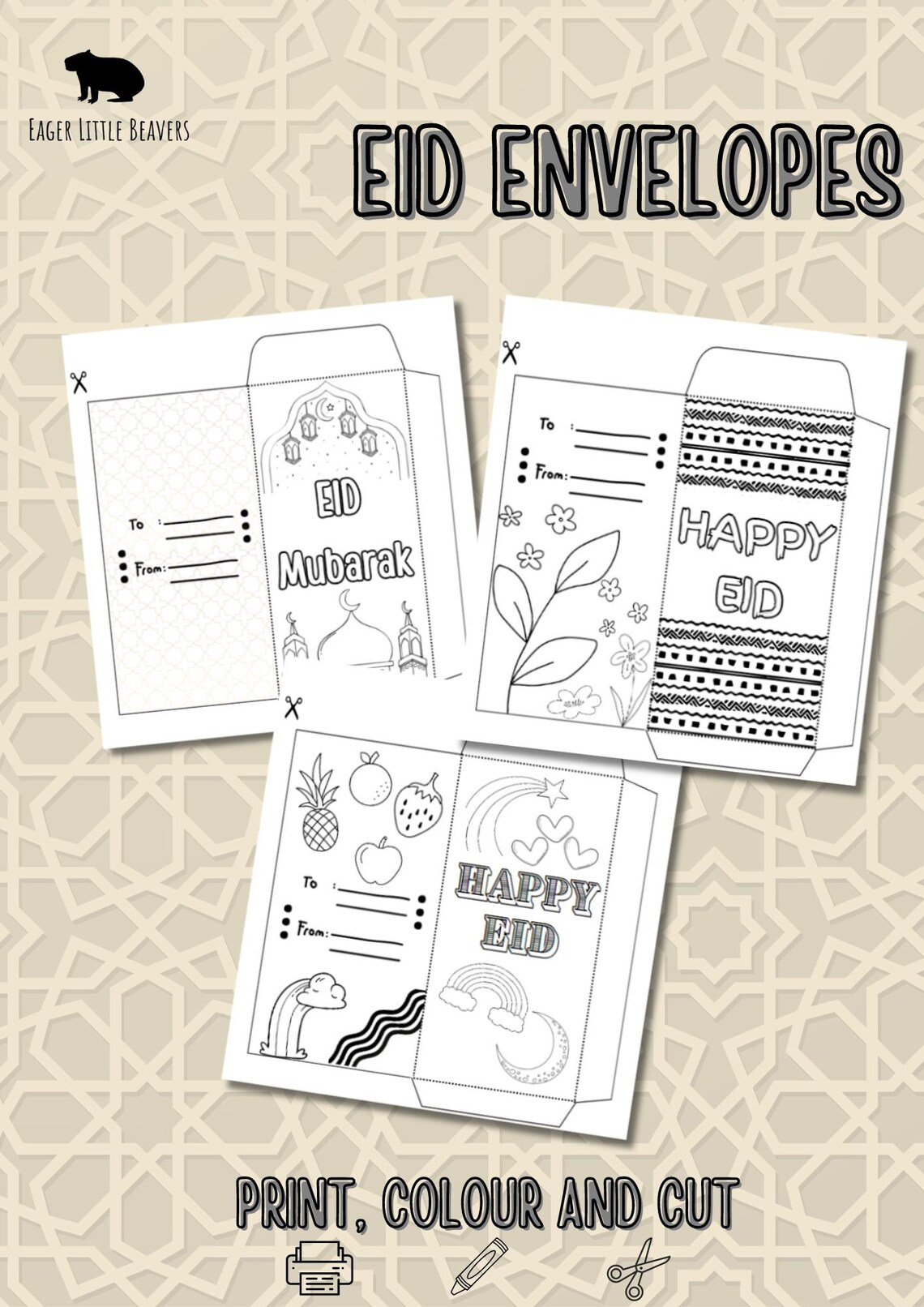 Digital Download Colour in Eidi Envelope, Eid Card, Eidi Card, Money ...