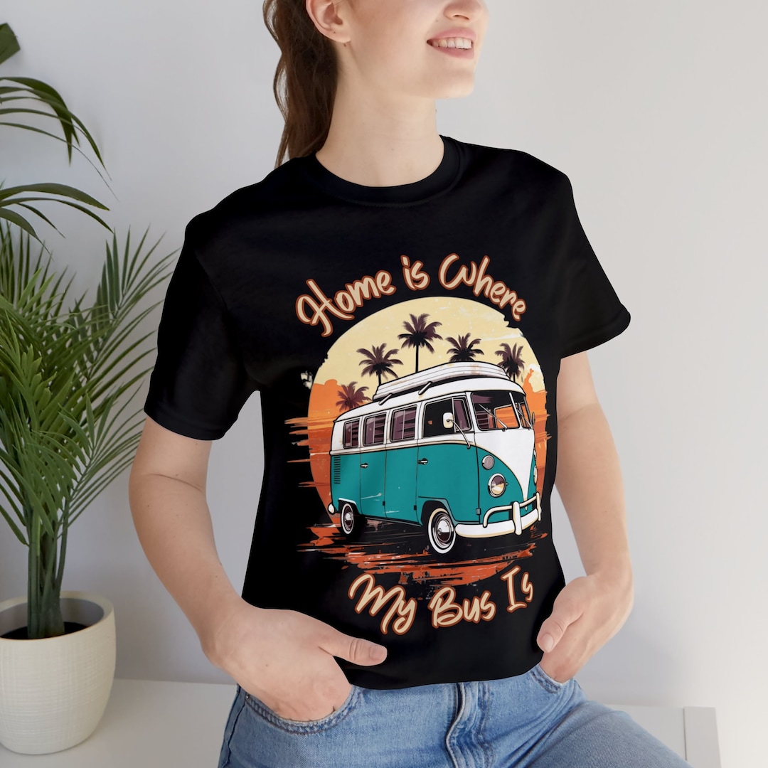 VW Bus Ocean T-shirt, Home is Where My Bus is Tee, Beach Life, Classic ...