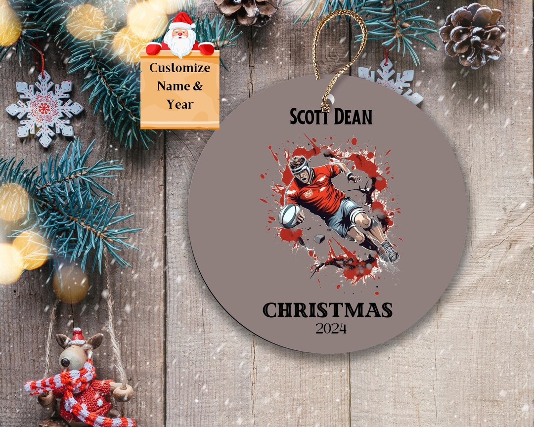 Personalized Rugby Ornament Rugby Christmas Ornament Sports Ornament ...
