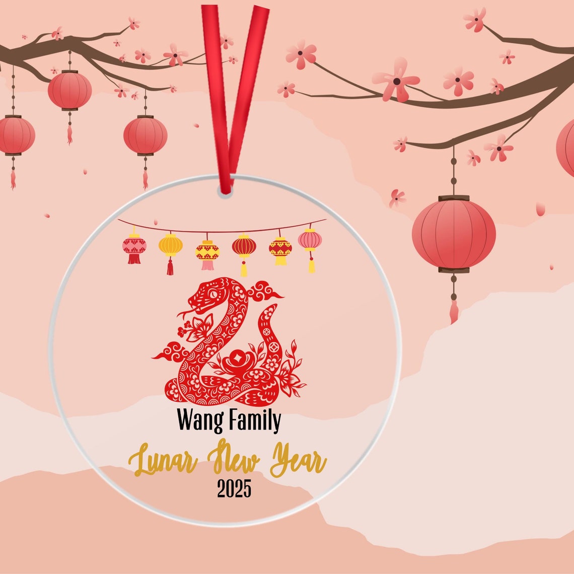 2025 Year of the Snake Ornament Custom Chinese New Year of the Snake ...