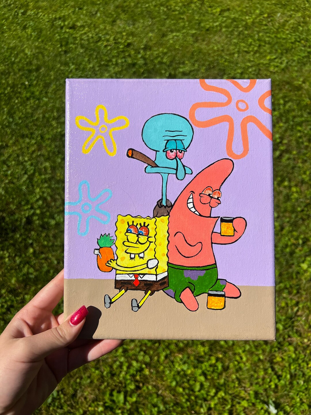 Handmade Spongebob Canvas Painting - Etsy