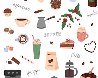 Coffee Clipart PNG | Cute Coffee Clip Art Bundle | Vector Doodles ...