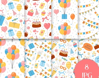 Happy Birthday Digital Paper | Bday JPG Doodle Patterns Collection for ...