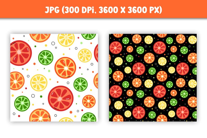 Fruit Digital Paper | Food Patterns JPG Bundle | Apples, Watermelon ...