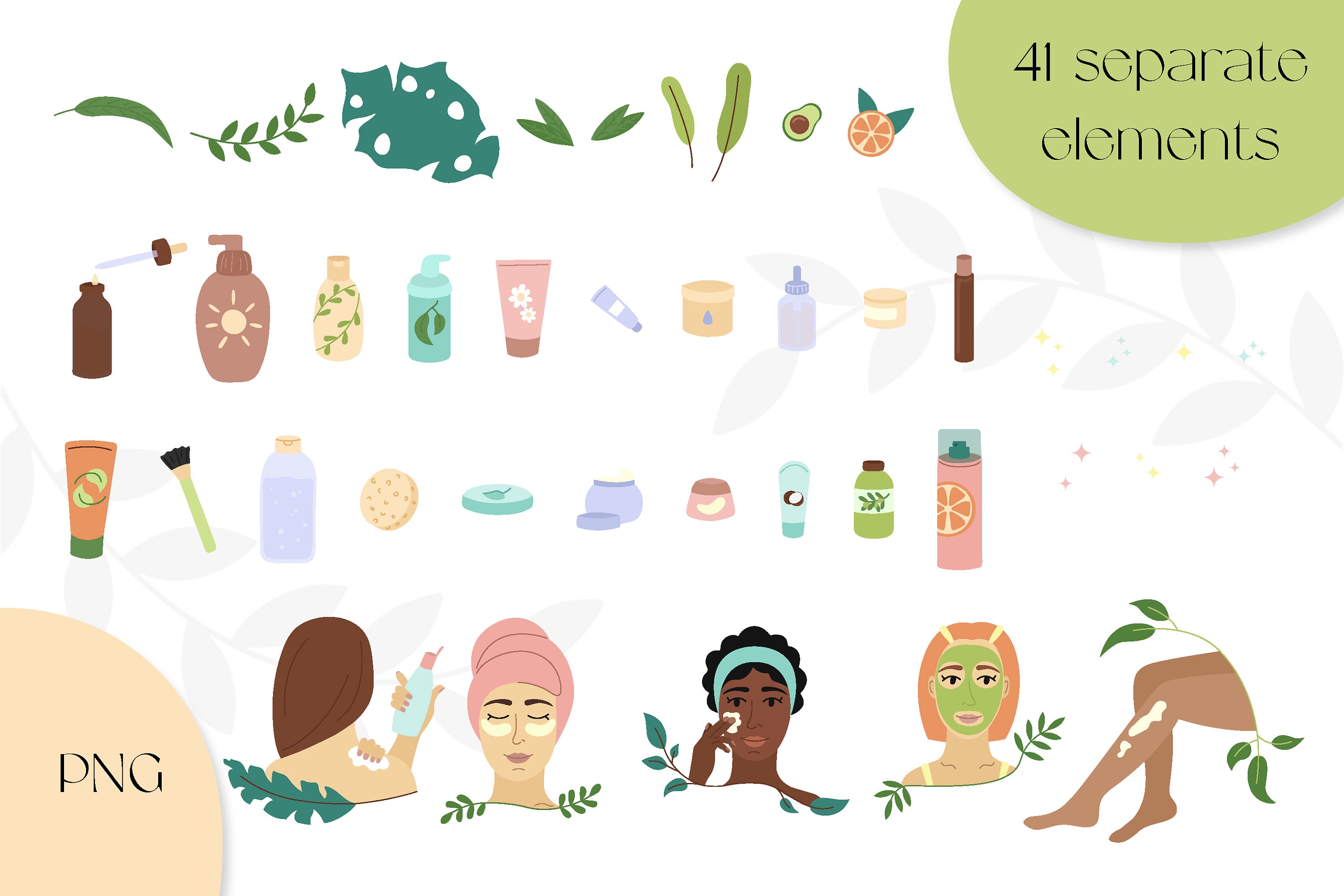 Skin Care Clipart | Selfcare Concept PNG Illustrations | Skincare ...